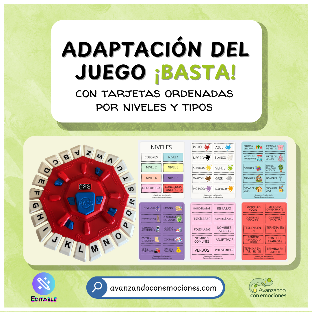 Adaptación del juego ¡Basta! (Tarjetas por niveles y tipos) - Avanzando ...